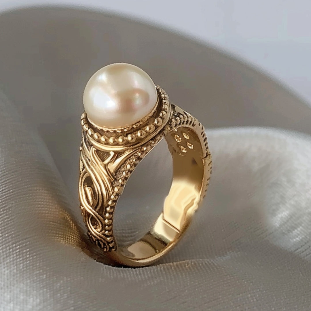 Gold Pearl Ring – Emma & Mia