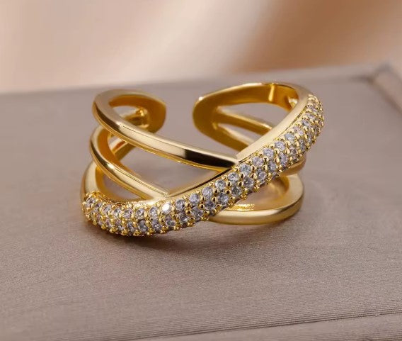 Vintage Zircon Double Cross Shape Ring – Emma & Mia